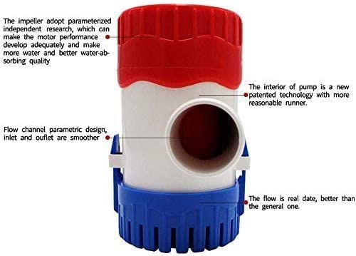 Submersible Boat Bilge Water Pump 12v Non-Automatic Marine Electric Bilge Pump And Bilge Pump Installation Kit Bilge Pump Hose 1-1/8-Inch Dia Plumbing Kit