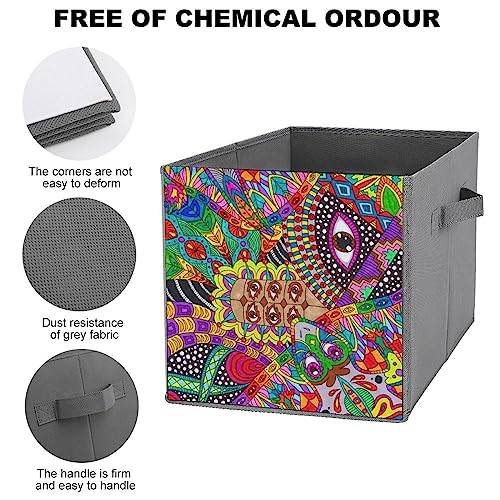 The Temple Cosmic Lizard Eye Storage Cubes with Handles Foldable Fabric Bins Organizing Baskets for Shelves Closet