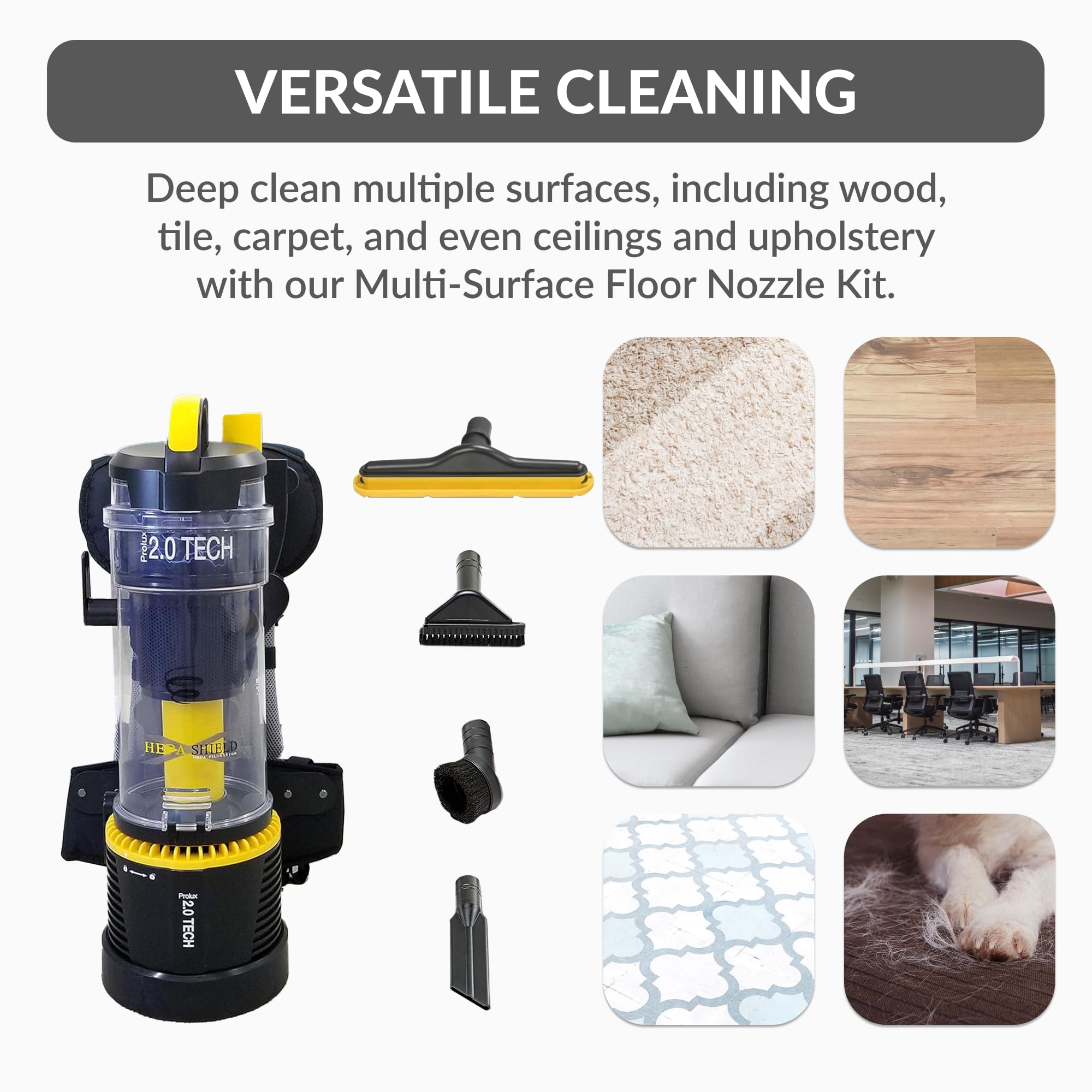 Prolux 2.0 Lightweight Commercial Bagless Backpack Vacuum Cleaner w/Dual HEPA Shield Filtration