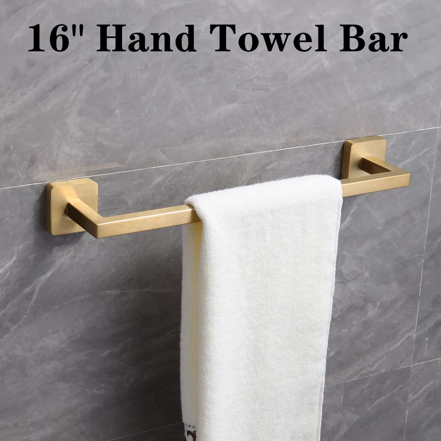 Ntipox 4 Piece Stainless Steel Brushed Gold Bathroom Hardware Accessories Set Include 16 inch Towel Bar Set Gold ,Toilet Paper Holder,Towel Rack Set Gold