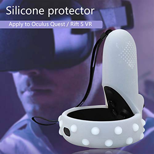 RINAMK 1 Pair Silicone Protective Dust Protective Ring Replacement Protective Ring for for Oculus Quest/Rift S VR Controller, White
