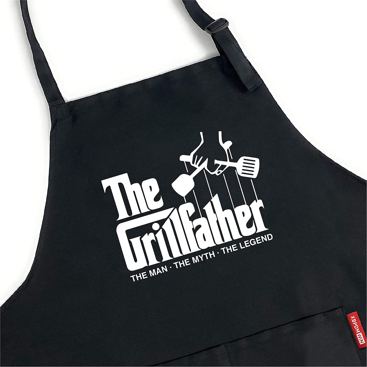 XBPDMWIN Grill Apron BBQ Aprons for Men Dad - The Grillfather - Funny Kitchen Chef Cooking Grilling Apron with 2 Pockets - Birthday Father's Day Christmas Gifts for Dad Husband
