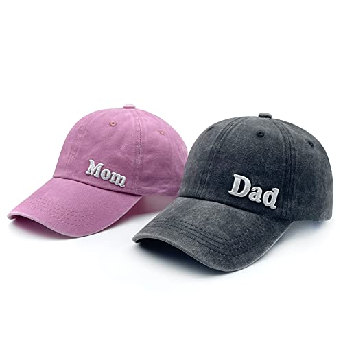 Waldeal Embroidered Mom and Dad Hat, Washed Distressed Matching Couple Baseball Cap Gifts from Daughter Son