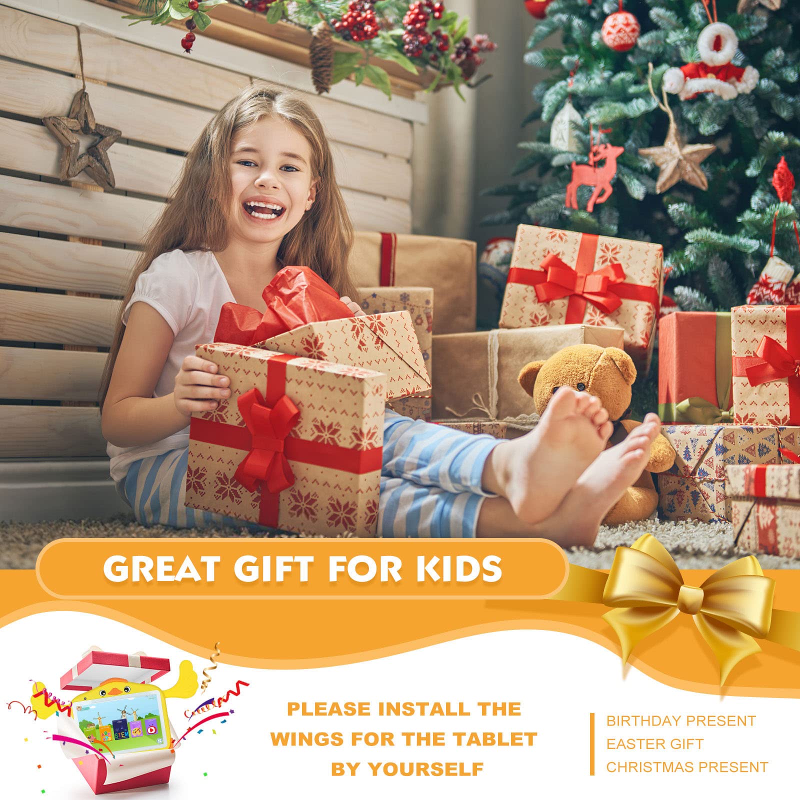 Tablet for Kids Tablet 10 inch with Case Included Android 11 Kids Tablets for Toddlers 2GB 32GB,Kids Learning Toddler Tablet with WiFi Dual Camera IPS Touch Screen Parental Control YouTube Netflix