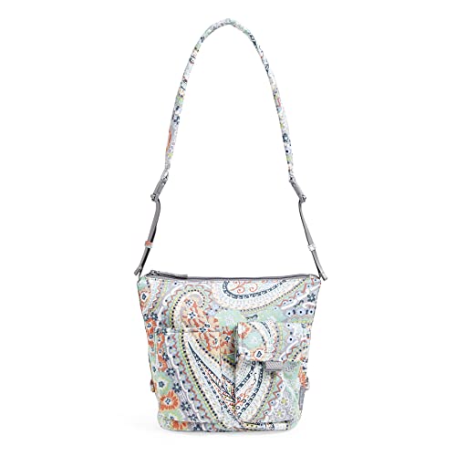Vera Bradley Women's Cotton Utility Bucket Crossbody Purse, Citrus Paisley - Recycled Cotton, One Size