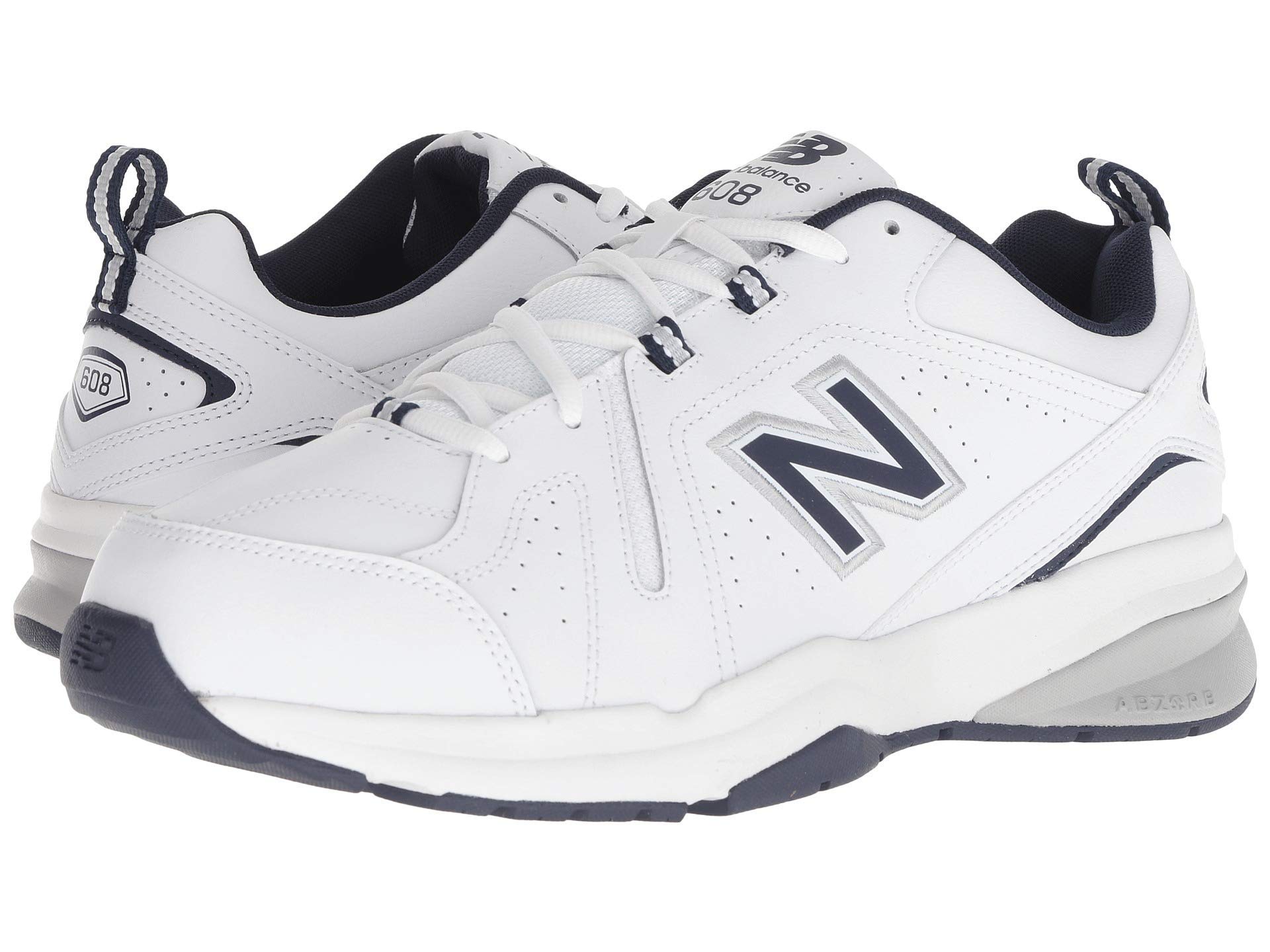 New Balance Men's 608 V5 Casual Comfort Cross Trainer, White/Navy, 11 Wide