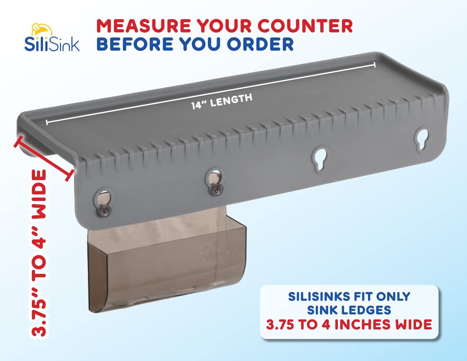 SiliSink Silicone Sink Edge Guard for Kitchen Sink - Fits 3.75β-4β Wide Stone Lip - Kitchen Sink Guard & Sink Edge Protector - Stone, Granite Countertop Edge Protector - 14β, Frosted Matte