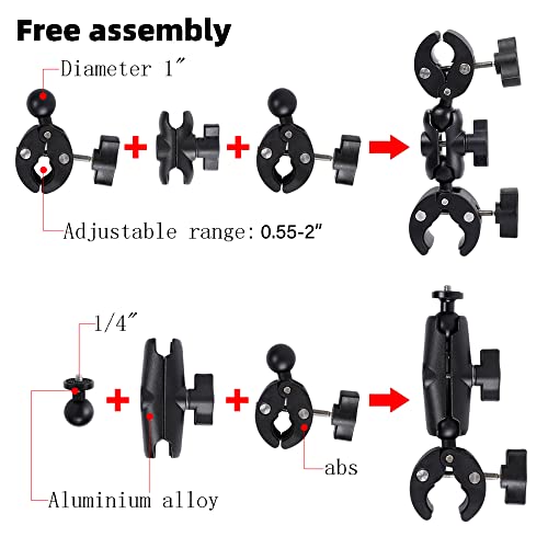 PellKing Motorcycle Bike Handlebar Clamp Mount and 61" Invisible Selfie Stick for Insta360 X4 X3 X2 X ONE RS R GO 3 Camera