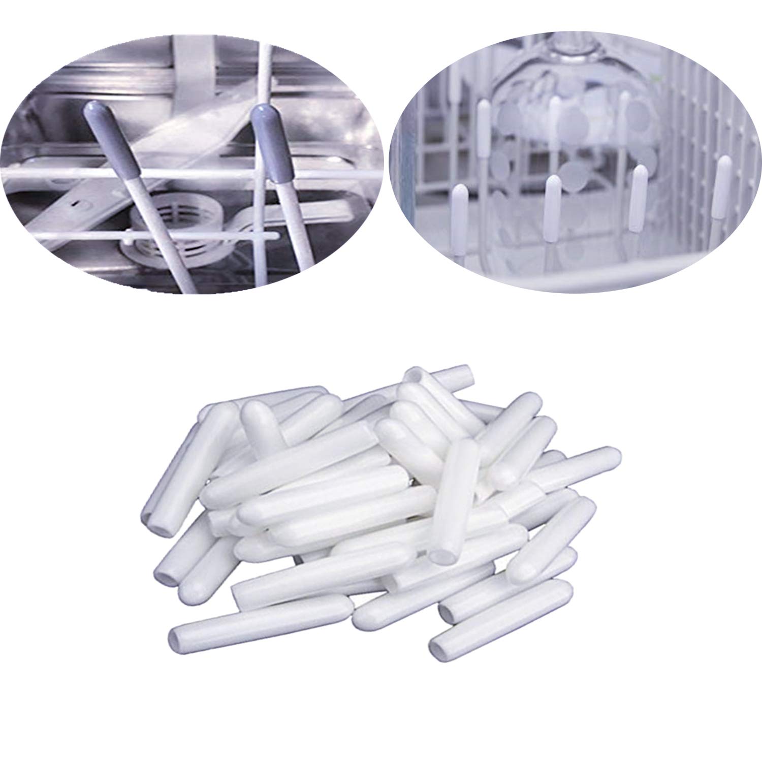 YouU Tether Silicone Dishwasher Attachment Silicone Stemware Saver Flexible Stemware Holder Dishwasher Wine Glass Protector,Universal Dishwasher Rack Tine Prong Repair End Cover Caps (Total 14pcs)