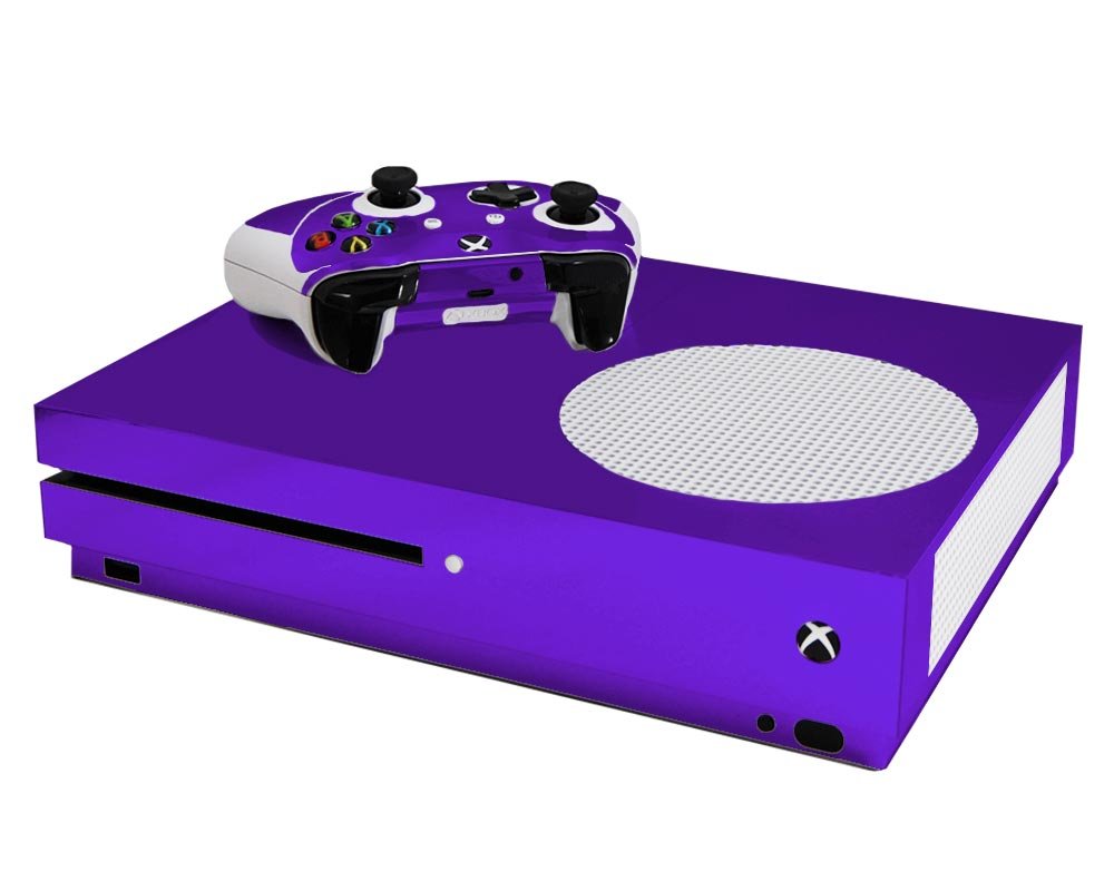 Poppin Purple - Vinyl Decal Mod Skin Kit by System Skins - Compatible with Microsoft Xbox One Slim (XB1 Slim)