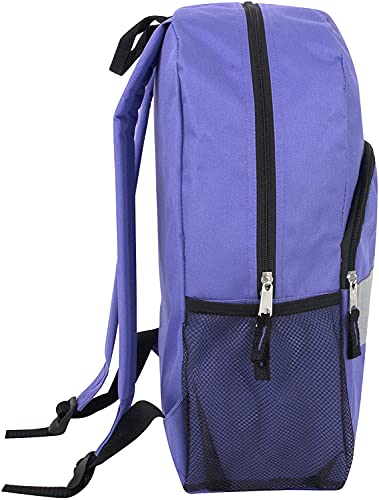 Trail maker Bulk Kids Reflective Backpack Wholesale 24 Pack Backpacks for School with Side Pockets, Padded