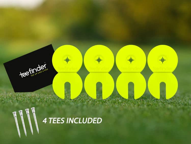 teefinder β Stop Losing Golf Tees, Time-Saving on Driving Range and Tee Off, Compatible with Standard tees, Plastic, Wood - Golf Gift, Accessories - Neon 4 Pack