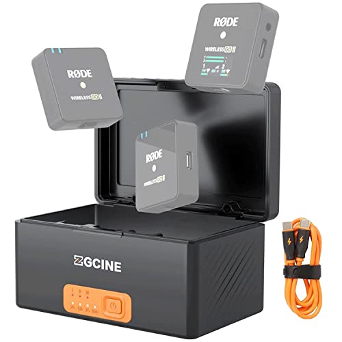 Wireless Charging Case, ZGCINE R30 Pro Built-in 3400mAh Battery with 3-Channel PD Fast Charging Port Compatible for Rode Microphones Wireless GO 2 & Rode Microphones Wireless GO