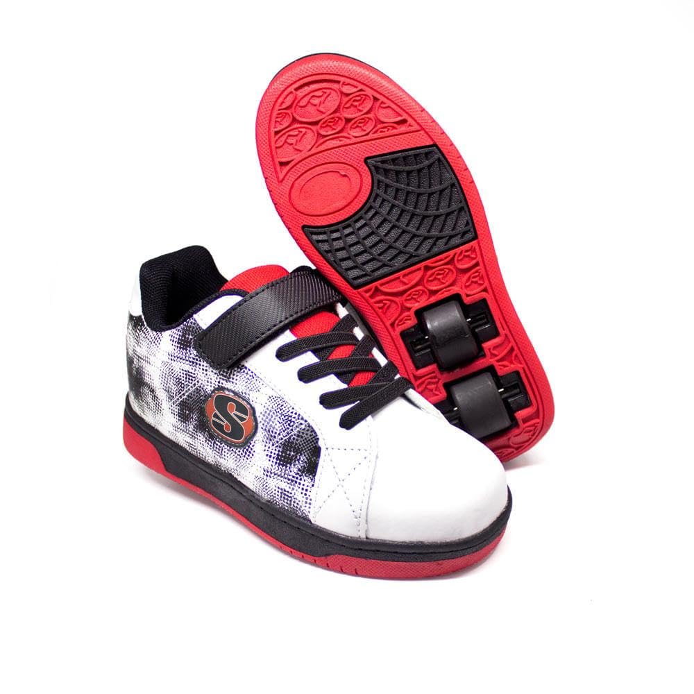 Proskate K-Speed 2 Wheels Skate Sneakers (White, Black, Red, us_footwear_size_system, little_kid, numeric, medium, numeric_4)