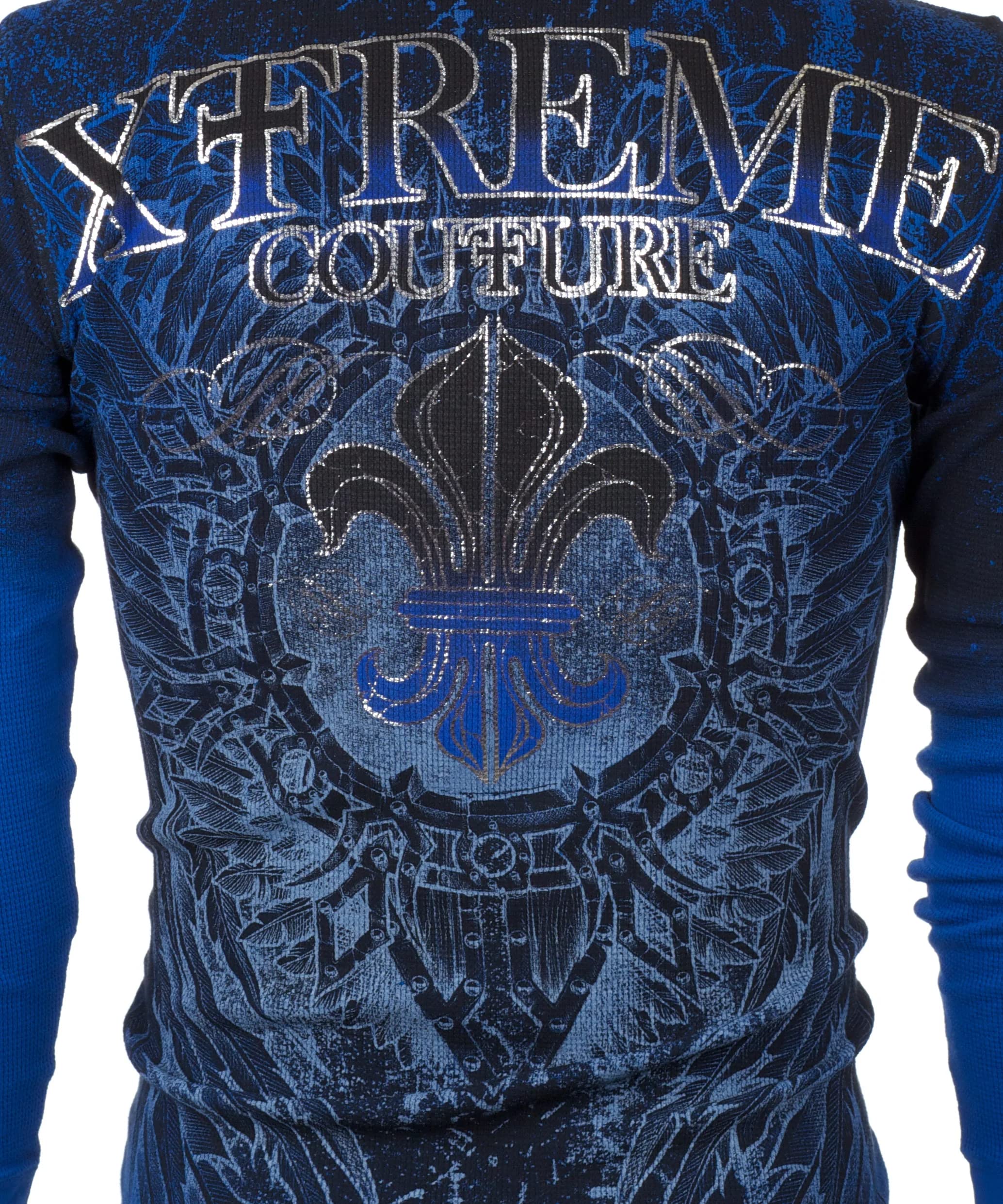 Xtreme Couture by Affliction Men's Thermal Shirt Honorable Blue 2XL