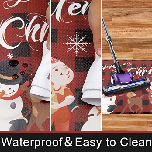 U'Artlines Christmas Anti Fatigue Kitchen Mats Set of 2 Farmhouse Kitchen Rugs and Mats Cushioned Kitchen Floor Mats Set Waterproof Comfort Standing Mats Non Slip Kitchen Rugs and Runner Sets (Red)
