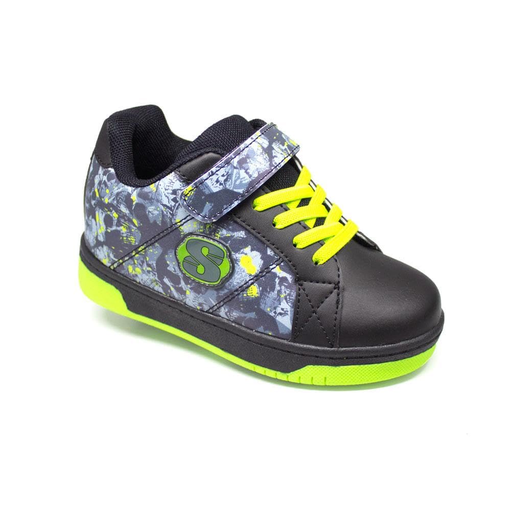 Proskate K-Speed 2 Wheels Skate Sneakers (Gray, Yellow, Green, us_Footwear_Size_System, Little_Kid, Numeric, Medium, Numeric_2)