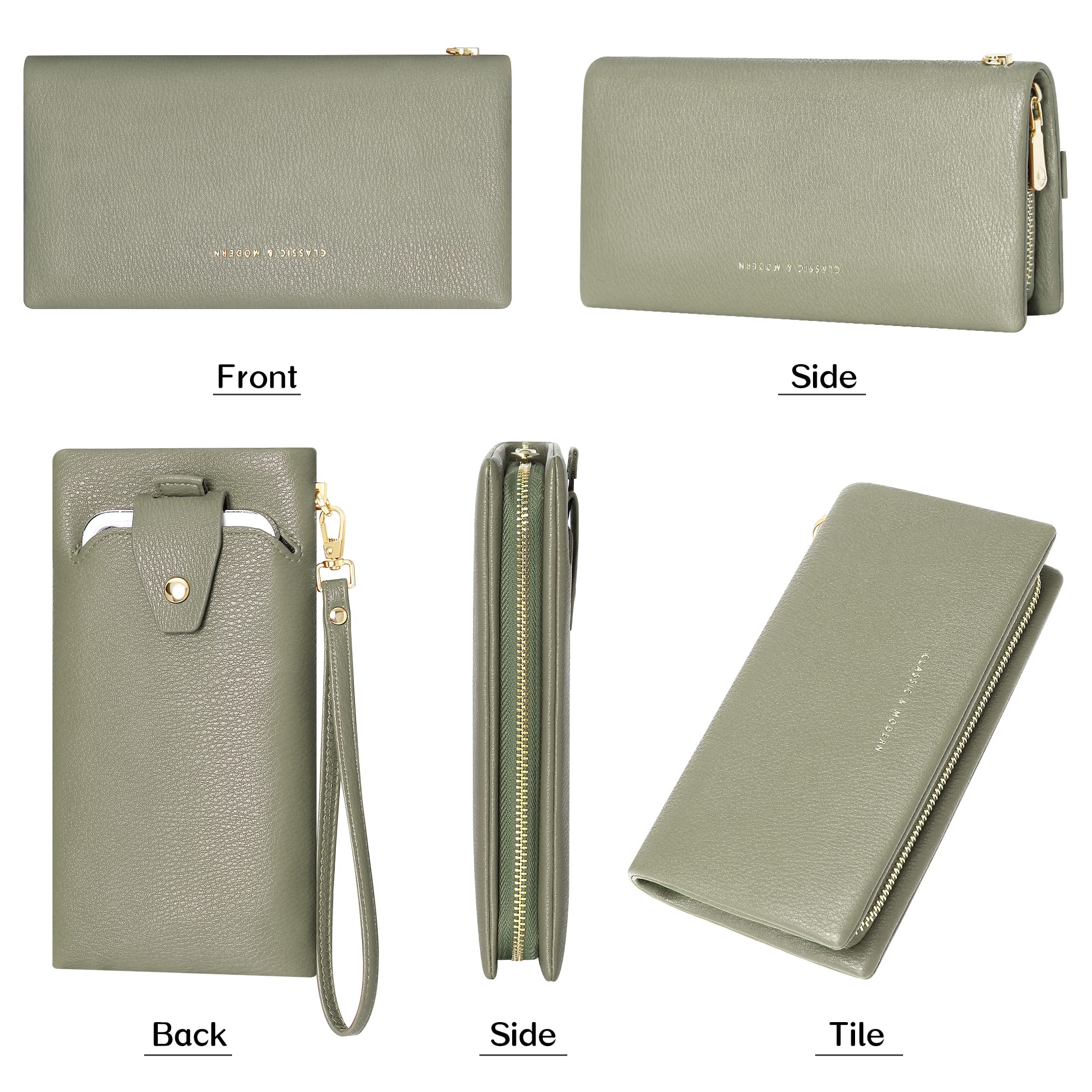 Wallet for Women Clutch Wristlet Wallet with Phone Holder Large Soft Vegan Leather Card Holder