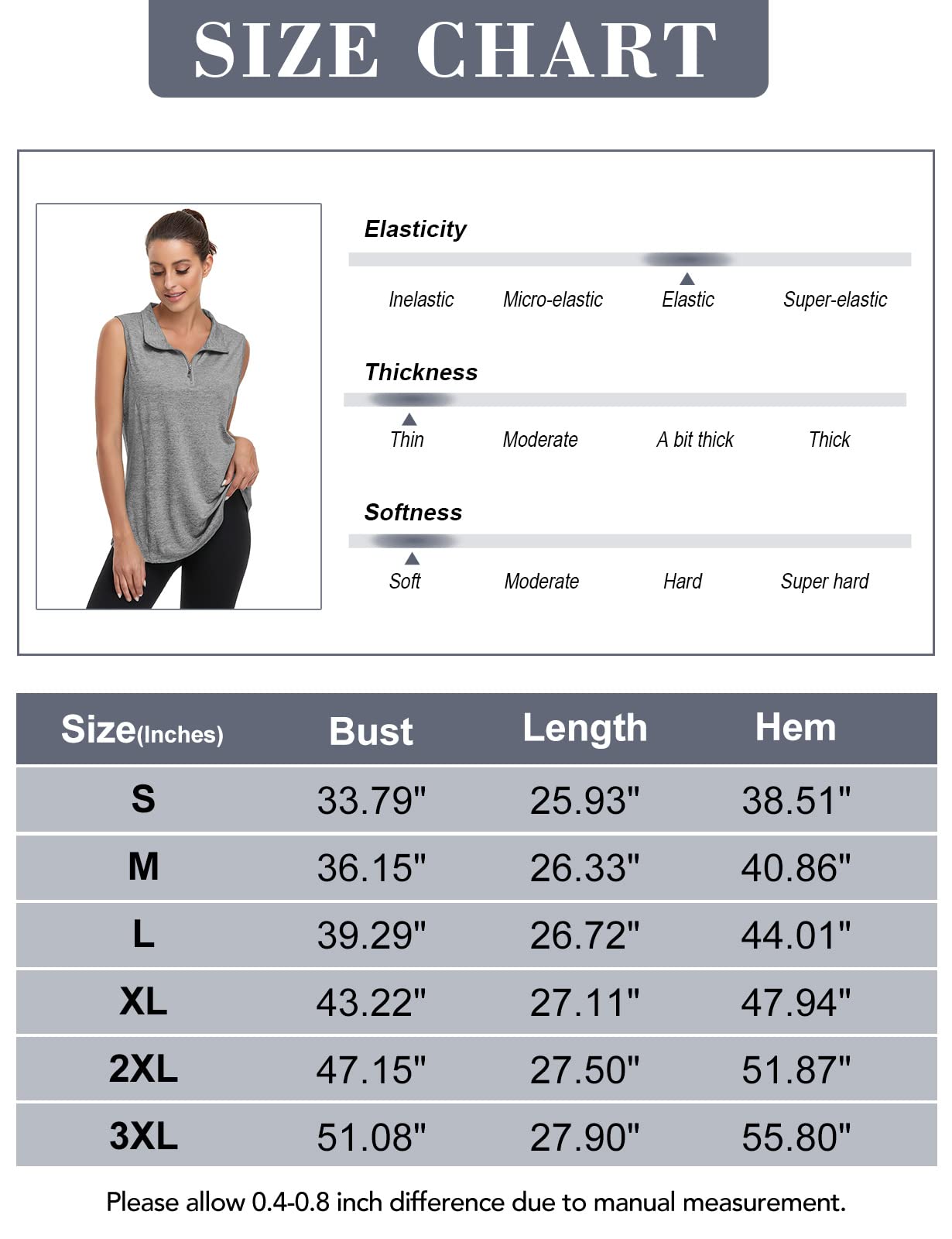 Viracy Workout Tank Tops for Women, Moisture Wicking Running Shirts Sleeveless 1/4 Zip Up Golf Top Lightweight Cool Delicate Versatile Flattering Boutique Daily Lounge wear Grey XL