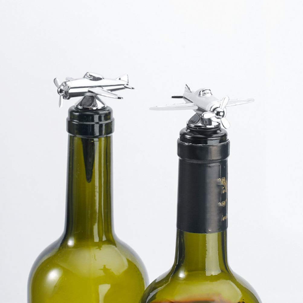 Yardwe 2pcs Wine Bottle Stopper Wine Champagne Preservation Plug Aircraft Style Beer Wine Spout Saver Beverage Bottle Seal Cork