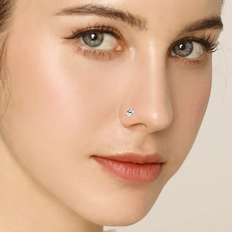 Vitaltyextracts Nose Studs Hypoallergenic 316L Surgical Steel Nose Ring 20G Nose Ring Studs fake Nose Piercing kit Clear Cubic Zirconia Nose Rings for Women