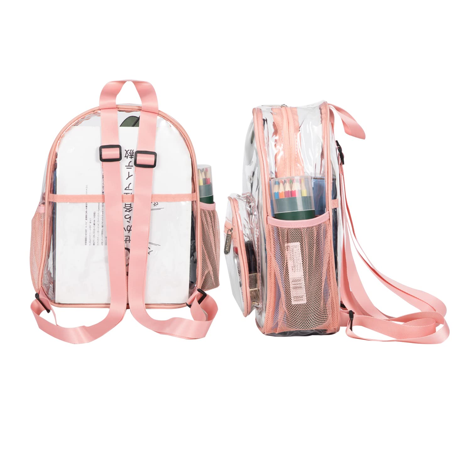 SEIMMIE Clear Mini Backpack Stadium Dedicated,Waterproof Transparent PVC Backpack,Suitable for Work, Travel, and Sports,Age:over 3 years old(pink)