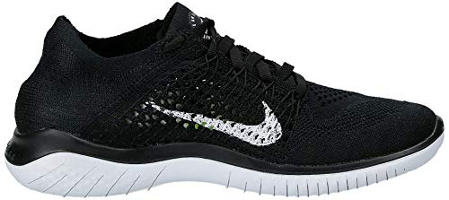 Nike Women's Free RN Flyknit 2018 Running, Black/White (Black Upper), 7.5