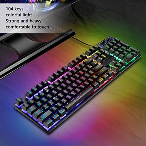 Zyyini Mechanical Keyboard, 104 Keys RGB Mechanical Gaming Keyboard, Suspended Keycap, Comfortable Touch USB Wired Keyboard for PC Computer Gaming Office