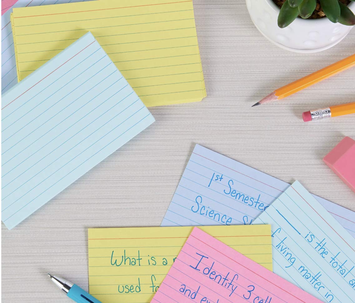 Pen + Gear Ruled Index Cards, Pastel, 3 in x 5 in, 100 Count