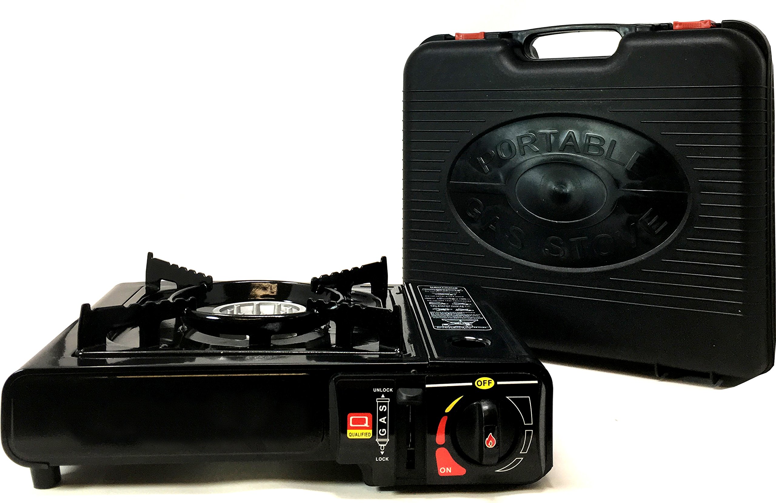 Portable Outdoor Camping Butane Gas Stove Full Stainless Steel Body with Electronic Ignition and Carrying Case