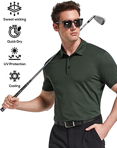 TELALEO 4 Pack Mens Polo Shirts Quick Dry Short Sleeve Golf T Shirt Performance Moisture Wicking Casual Workout SetA M