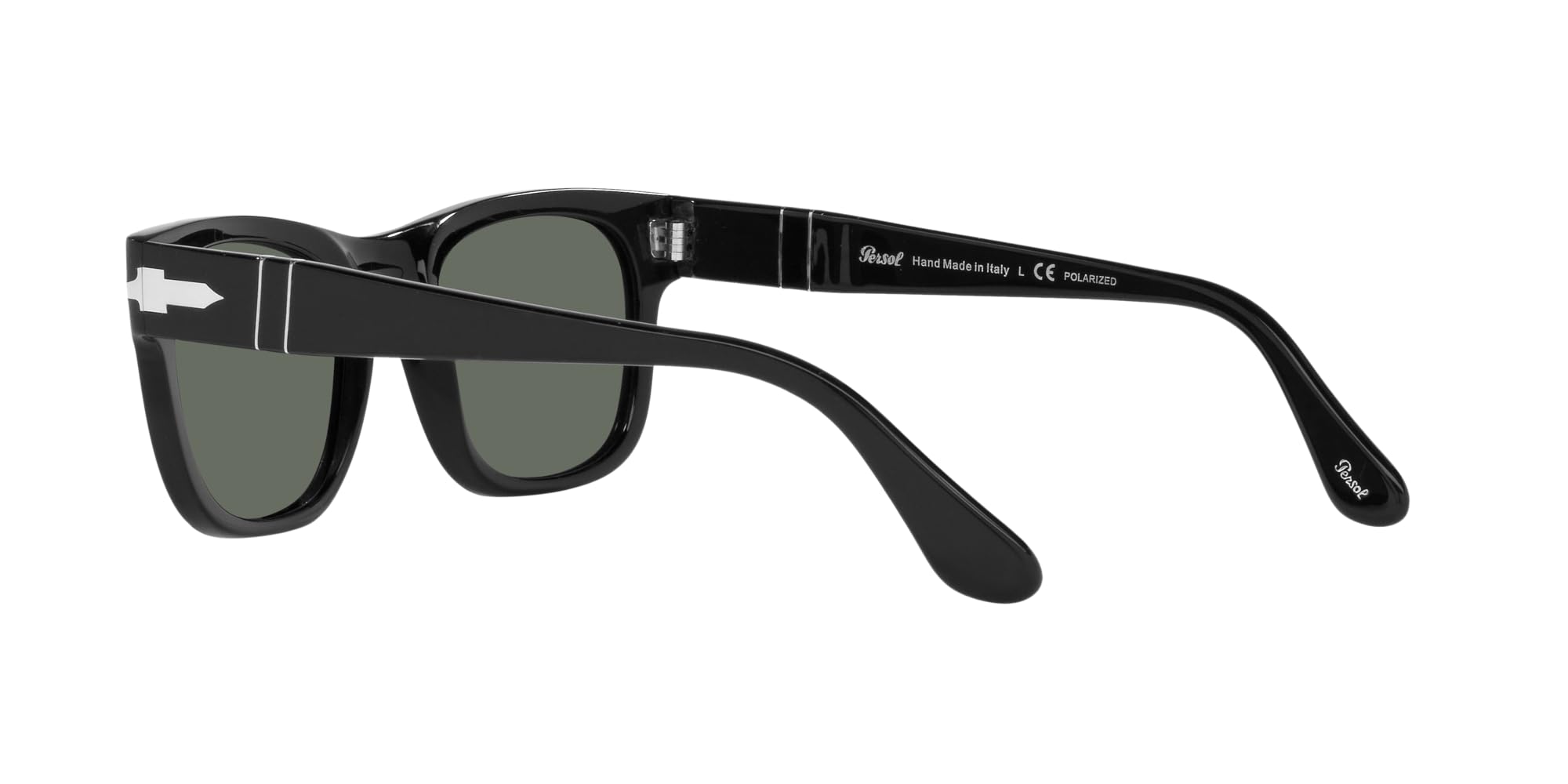 Persol PO3269S Square Sunglasses, Black/Green Polarized, 52 mm