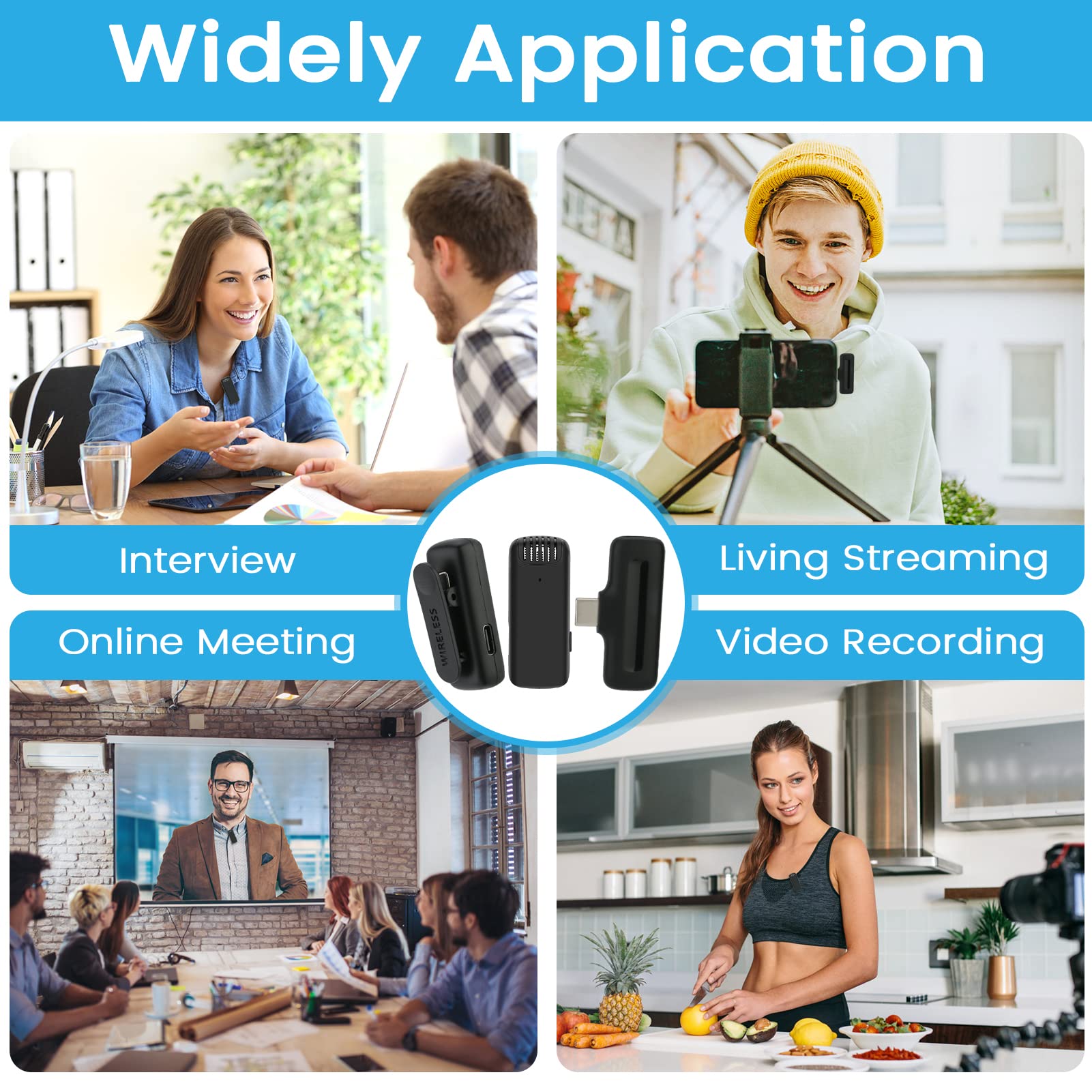 Wireless Lavalier Lapel Microphone for iPhone, iPad, Andriod - Professional Video Recording Lav Mic with Charging Case, Plug-Play Clip on Microphones for YouTube Interview Vlog Livestream & Podcast