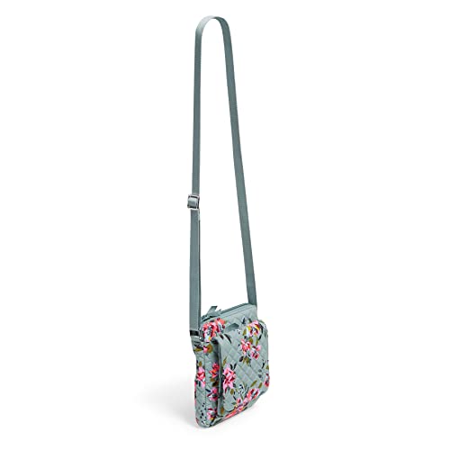 Vera Bradley Women's Cotton Mini Hipster Crossbody Purse With RFID Protection, Rosy Outlook - Recycled Cotton, One Size
