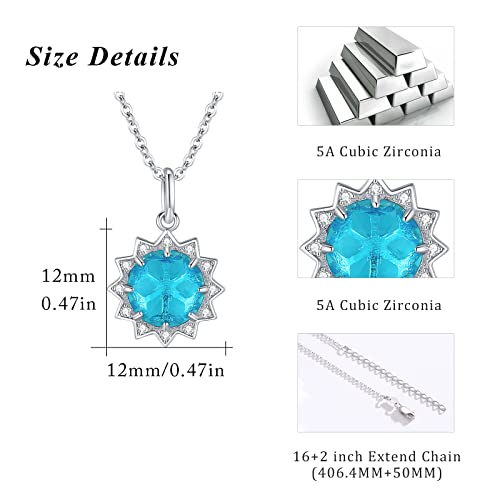 Snowflake Necklace 925 Sterling Silver with Blue CZ Snowflake Pendant Necklace Jewelry Gift for Women Her Birthday Chrismas