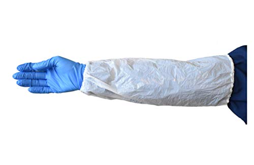 PENTAGON SAFETY EQUIPMENT Disposable Plastic Sleeves | White | 100 Pack | 18 Inch | Waterproof Arm and Sleeve Protection