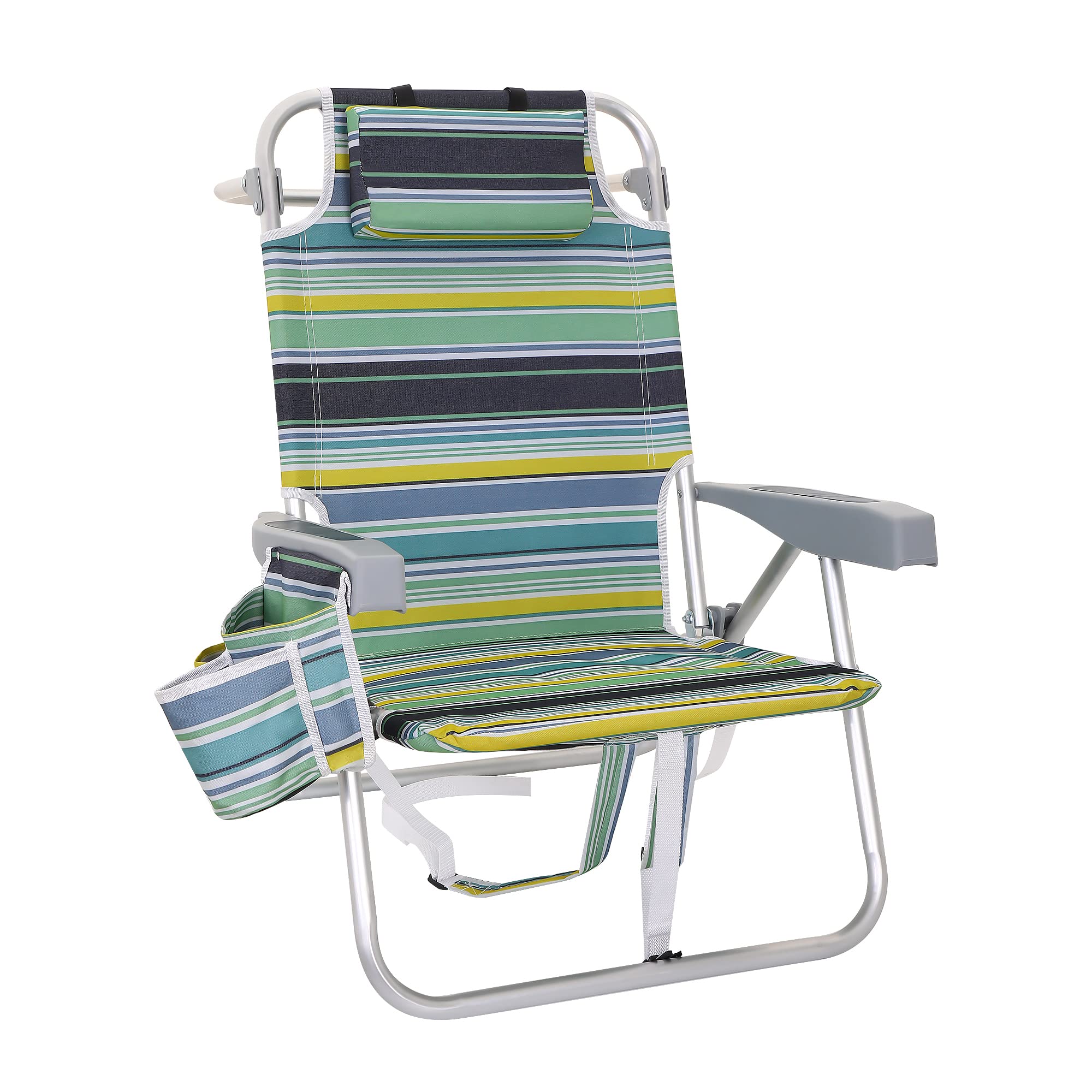 WGOS Folding Camping Table Adjustable Card Table 24'' x 16'' (L x W) + Backpack Beach Chair Reclining Chair for Adults 1-Pack