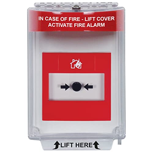 Safety Technology International, Inc. STI-13010FR Universal StopperĀ®, Flush Mount and Fire label, Indoor/Outdoor Protective Polycarbonate Cover for Pull Stations or Call Points, Red