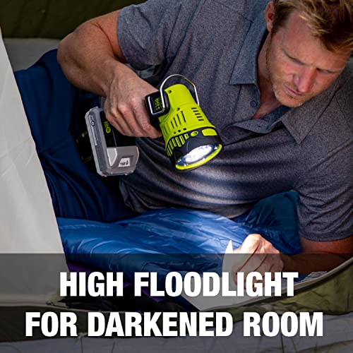Sun Joe 24V-1500FL-CT 24V IONMAX Cordless 1500-Max Lumen LED Handheld Flashlight/Spotlight/Floodlight, 700-Yard Illumination, 90-Degree Pivot Head, Belt Hook, Tool Only, Green