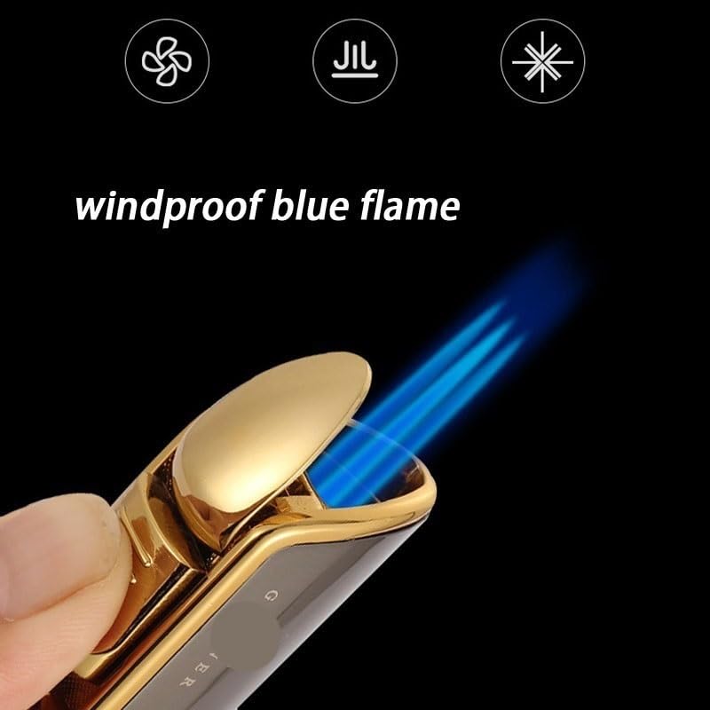 New Lighter Two-Piece Set, Windproof Blue Flame, Reusable, Suitable for Father, Boyfriend (Color : C3)