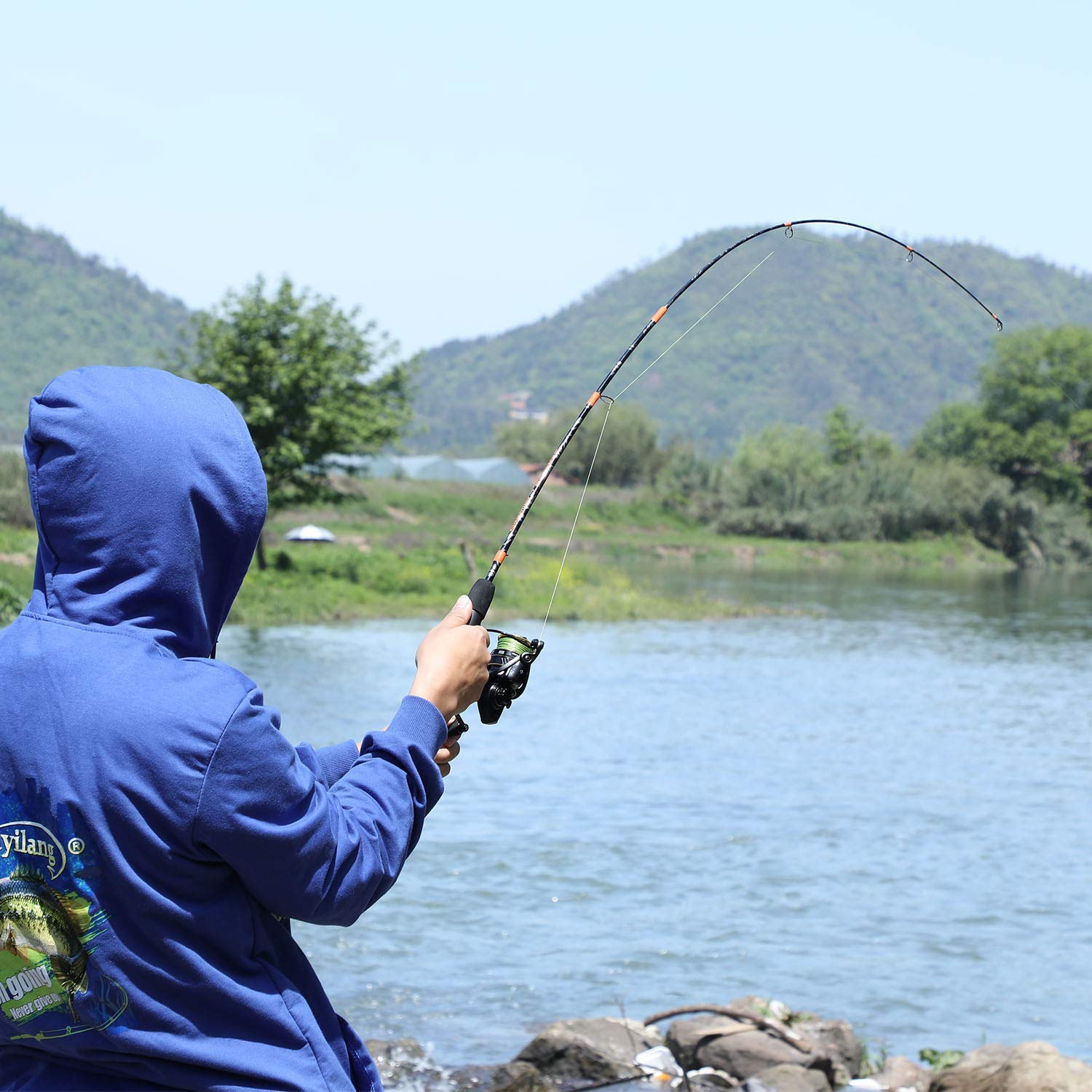 Sougayilang Spinning Rods and Casting Fishing Rods, 2 Piece Rod Composite Graphite and Glass Blanks, Stainless Steel Line Guides-5FT