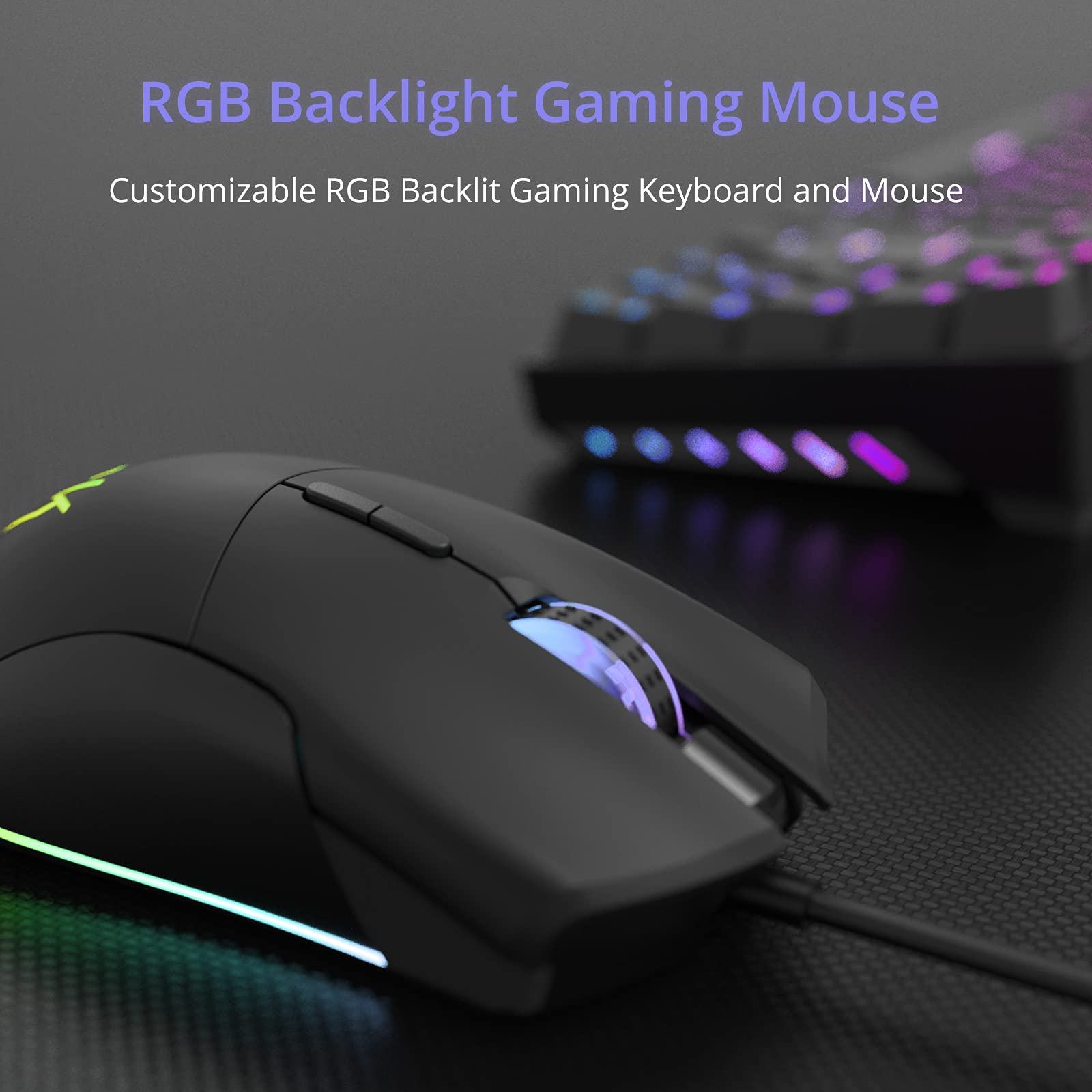 RK ROYAL KLUDGE RK71 Wireless/Wired Mechanical Keyboard and 7200 DPI Gaming Mouse, 71 Keys RGB Blue Switch Hot Swappable Compact Gaming Keyboard for Win/Mac