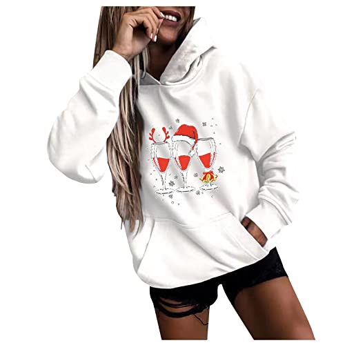 Womens Spring and Autumn Long Sleeve Sweatshirt Pullover Christmas Print Fashion Hoodies Loose Casual Tops