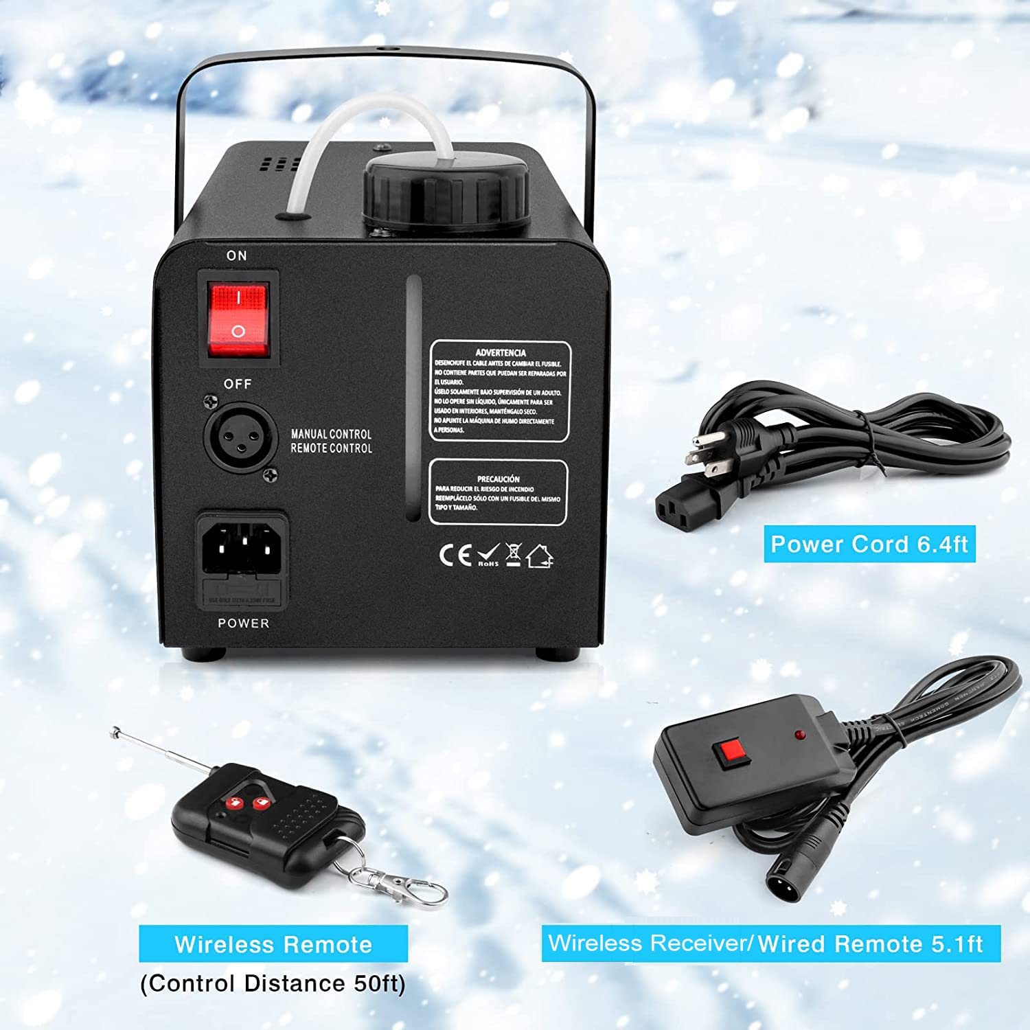 YeeSite Snow Machine Snowflake Making - 800W High Output Artificial Fake Snow Machine with Wireless Remote Control for Christmas Party Wedding Stage Effect Parades Fiestas Holidays