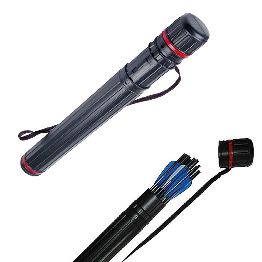 RMISODO 2 Pieces Arrow Quiver Extendable Telescopic Arrow Carrier Tube Archery Case Holder with Adjustable Back Strap, Length Expand from 17.72" to 28.35", Diameter 2.55inch, Can Hold 5 arrows