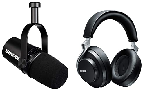 Shure MV7 USB/XLR Dynamic Microphone + AONIC 50 Wired/Wireless Noise Cancelling Headphones for Podcasting, Recording, Streaming & Gaming, Professional Quality Sound & Durability - Black/Black