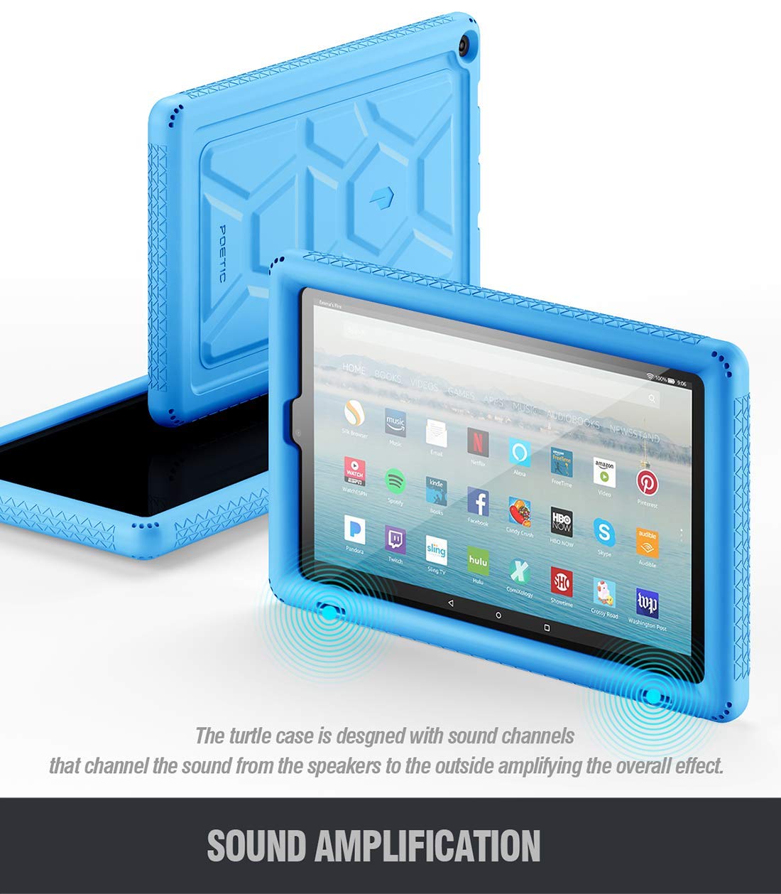 Poetic All-New Fire HD 10 Tablet Case (7th Gen 2017 and 9th Gen 2019 Release), Heavy Duty Kids Friendly Silicone Protective Cover, TurtleSkin Series, for Amazon Fire HD 10.1 Inch Tablet, Blue