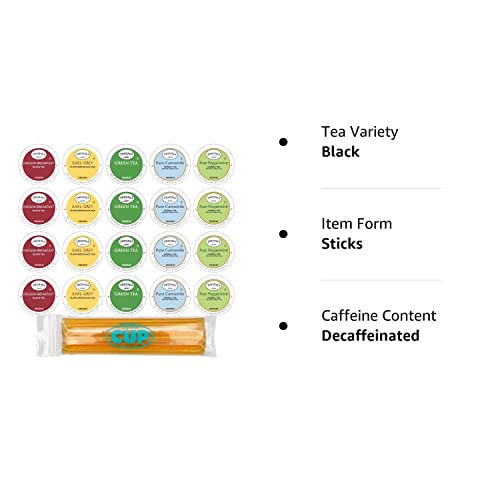 Twinings Tea Sampler (20 Count) Keurig K Cups Assortment with 10 By The Cup Honey Sticks