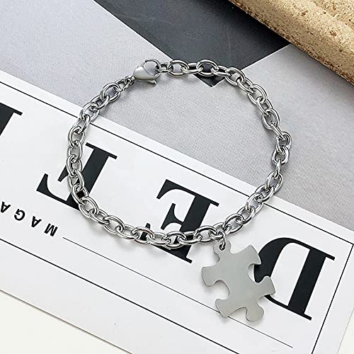 VNOX Personalized Customized Puzzle Piece Bracelet Set of 4 Link Bracelet for Best friend BFF Family Love/Friendship Jewelry Gift Sets