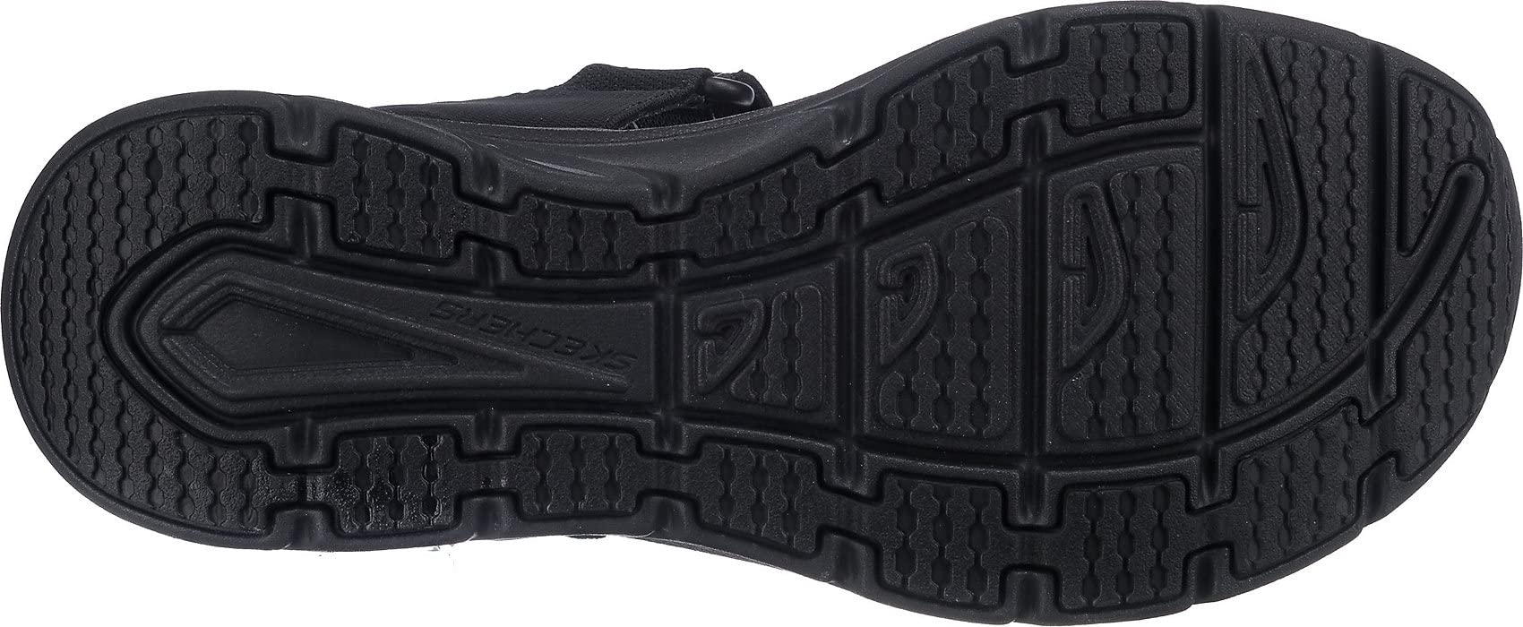 Skechers Cali Women's Women's D'LUX Walker-New Block Sport Sandal, Black/Black, 6